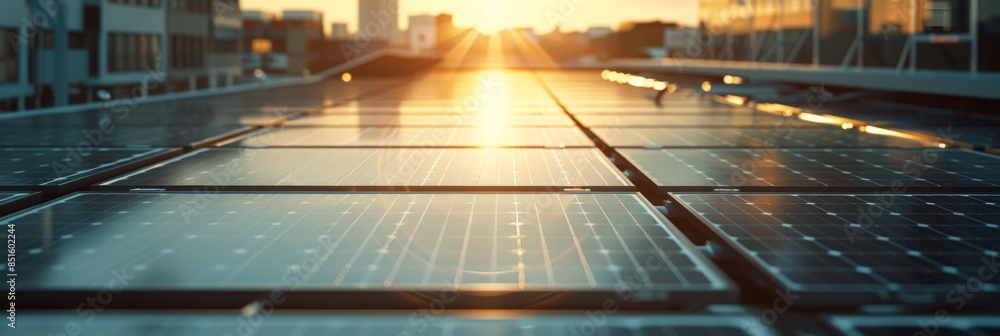 Rooftop Solar Panels in Sunlight: Showcasing Green Energy ...