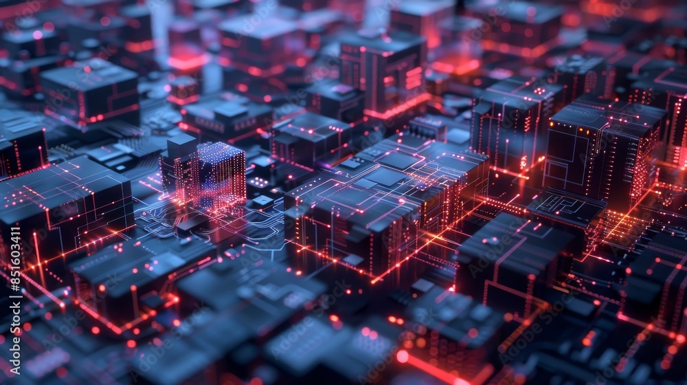 Illustration of a machine learning process featuring artificial intelligence, deep data mining ...