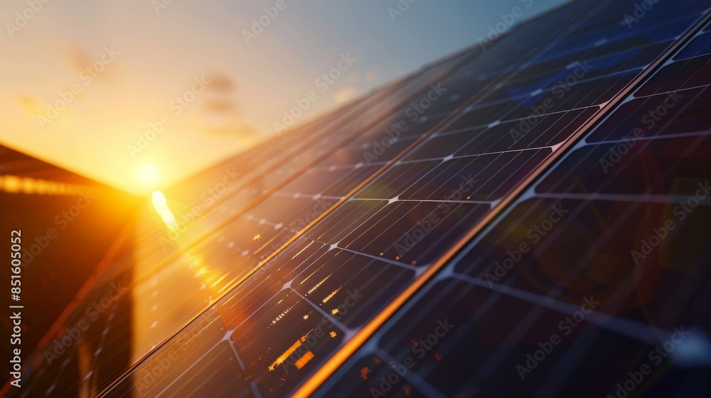 Rural Solar Panels Glistening in Sunshine: Highlighting Green Energy ...