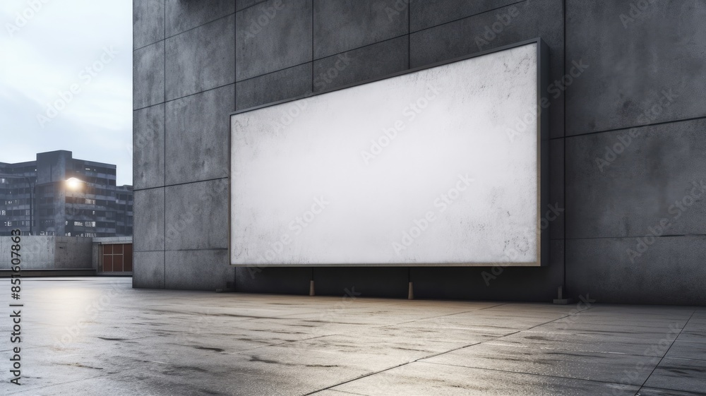 Urban billboard mockup mounted on a concrete wall in a city environment ...