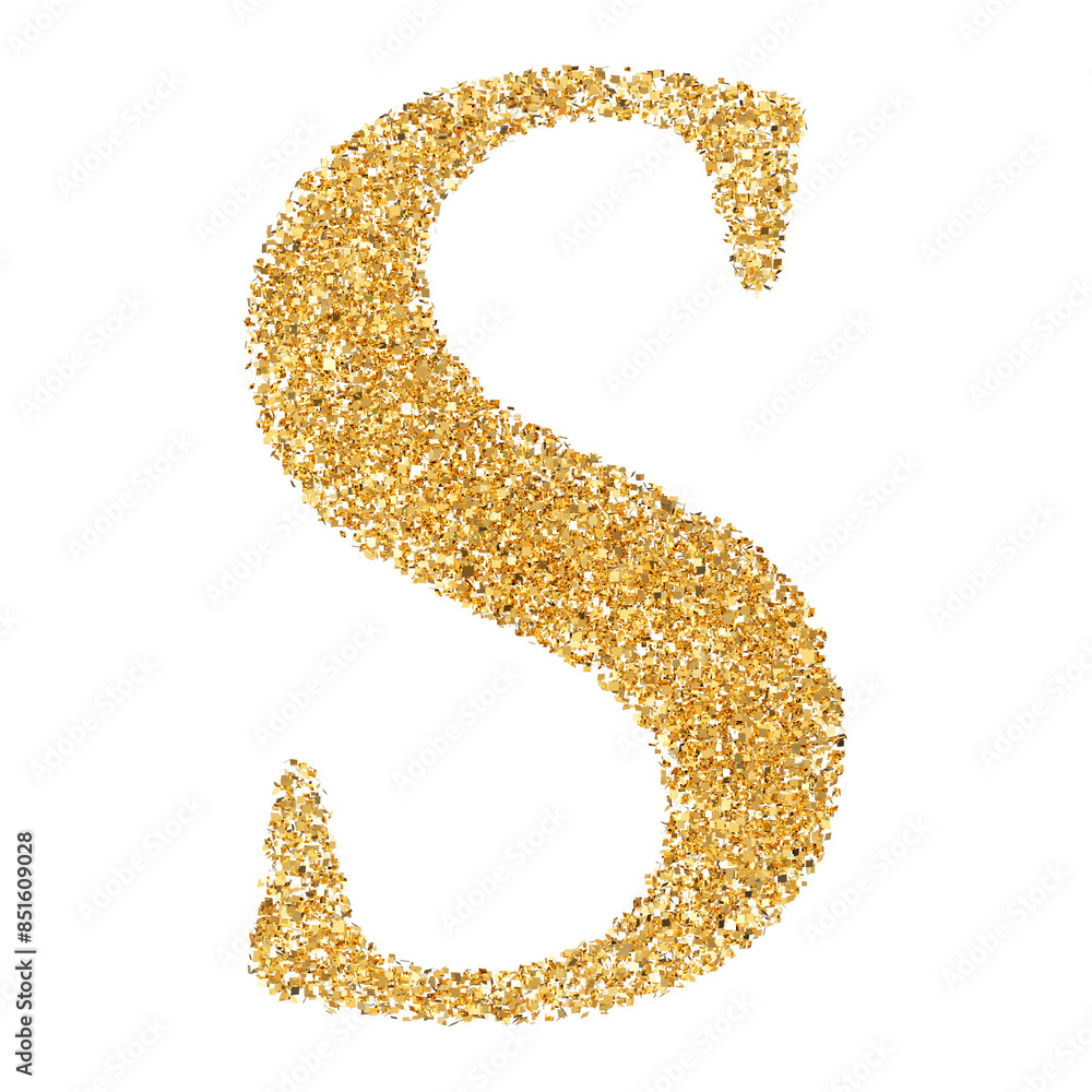 Golden Glitter 3D Font Letter S uppercase Stock Illustration | Adobe Stock