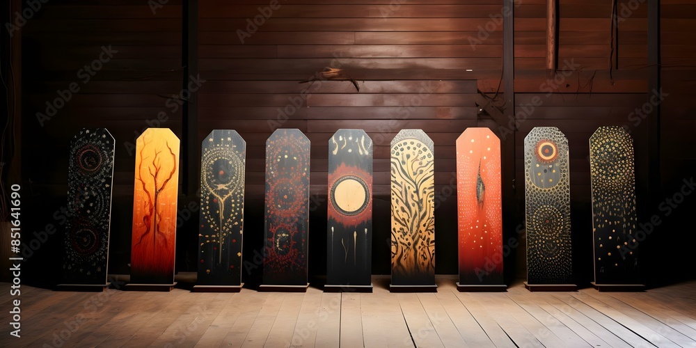 Indigenous Australian Aboriginal Dot Painting Art Displayed on Six ...