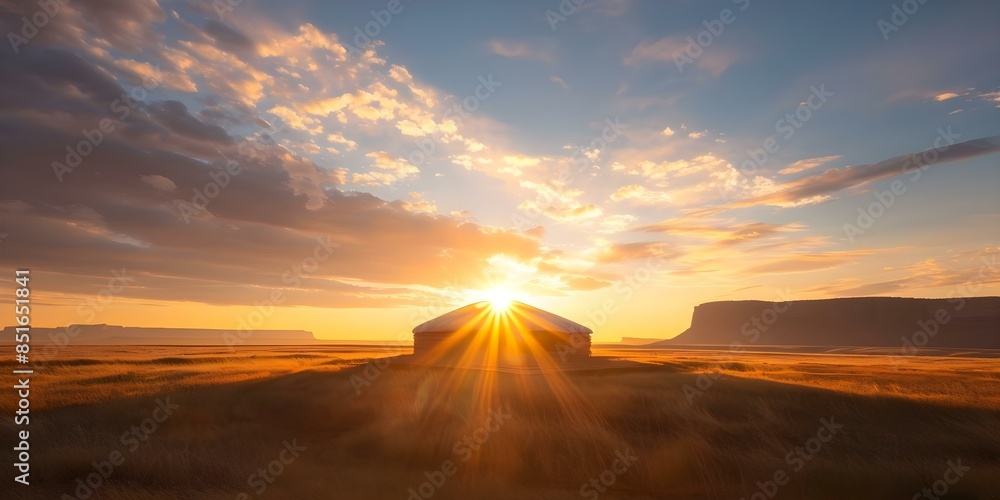 Traditional Native American Architecture Sunset over a Navajo Hogan ...