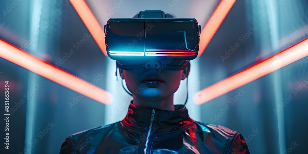 Mysterious figure in futuristic attire guards virtual reality auction ...