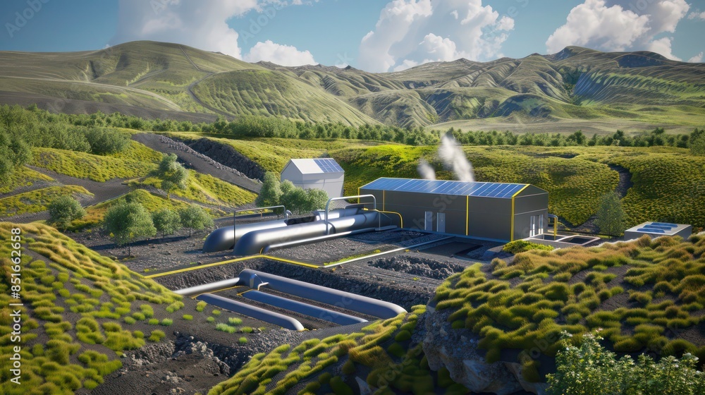 Technical schematics of a high-efficiency geothermal power plant with ...