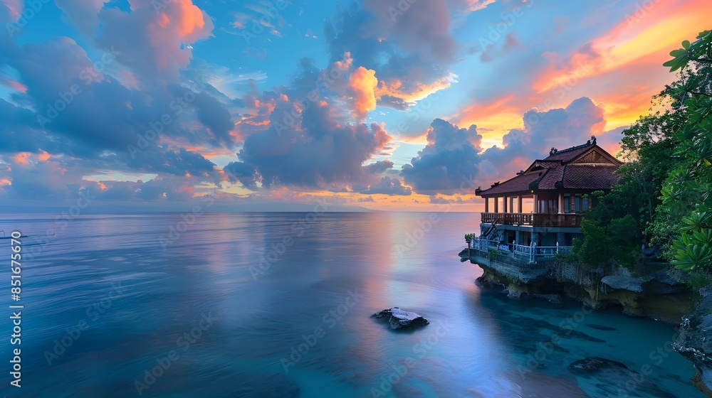 Gorgeous view of the ocean. A beautiful overwater house. On the Sunset ...