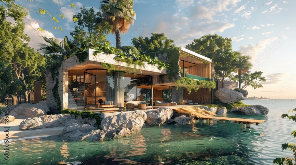 Foto de Blueprints of a luxurious private island resort with innovative ...