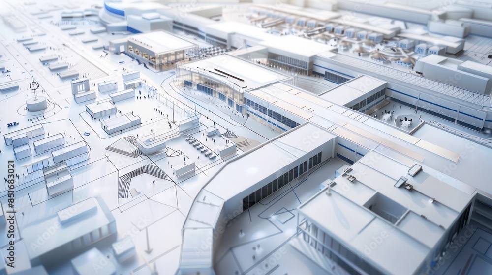 Detailed architectural plans for a state-of-the-art convention center ...