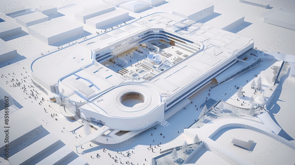 Detailed architectural plans for a state-of-the-art convention center ...