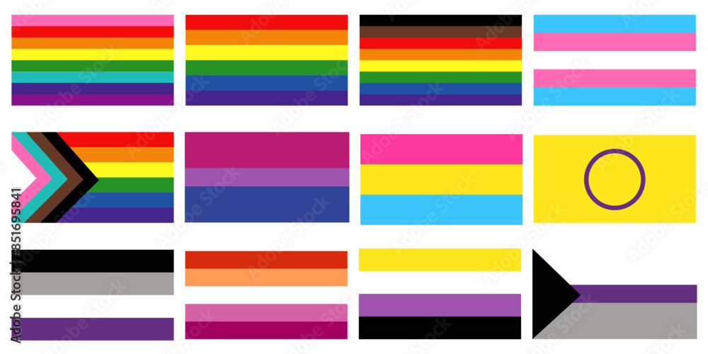 Set of flags for pride, symbolism of LGBT culture, different ...