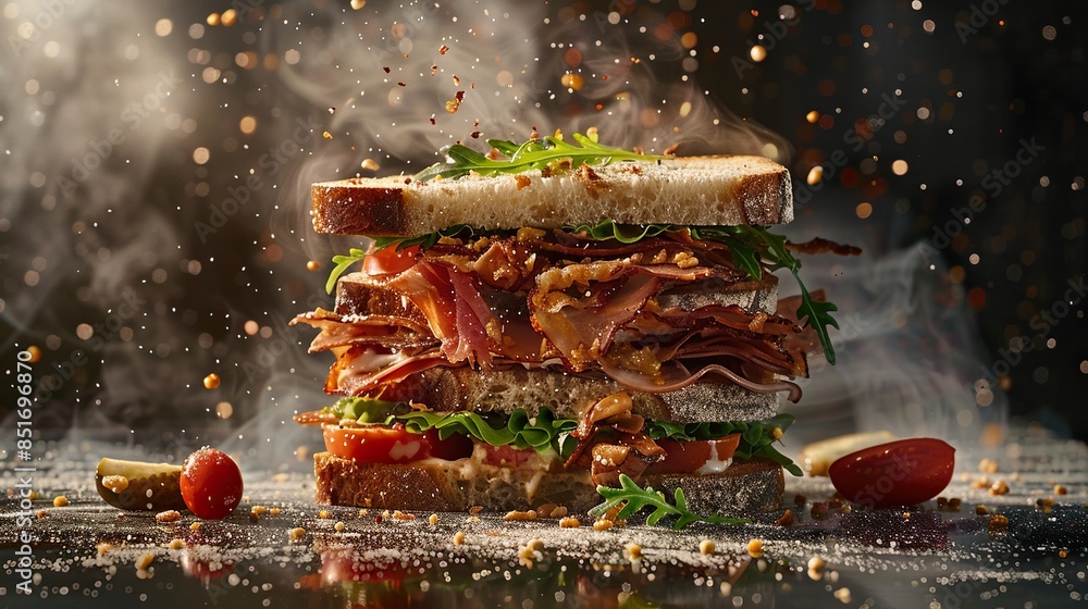 Delicious Club Sandwich with Fresh Ingredients Description: A ...