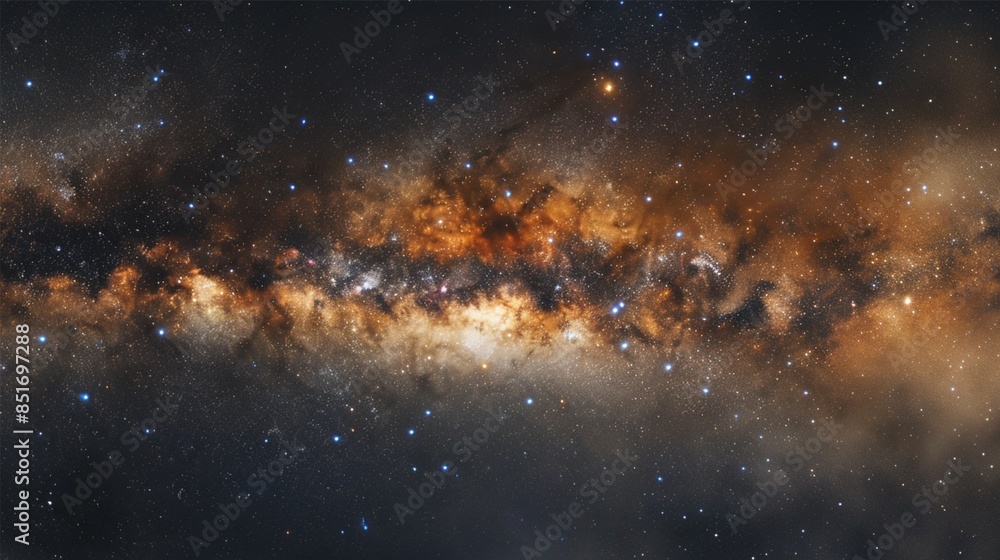 Stunning deep space view of the Milky Way galaxy with vibrant blue and ...