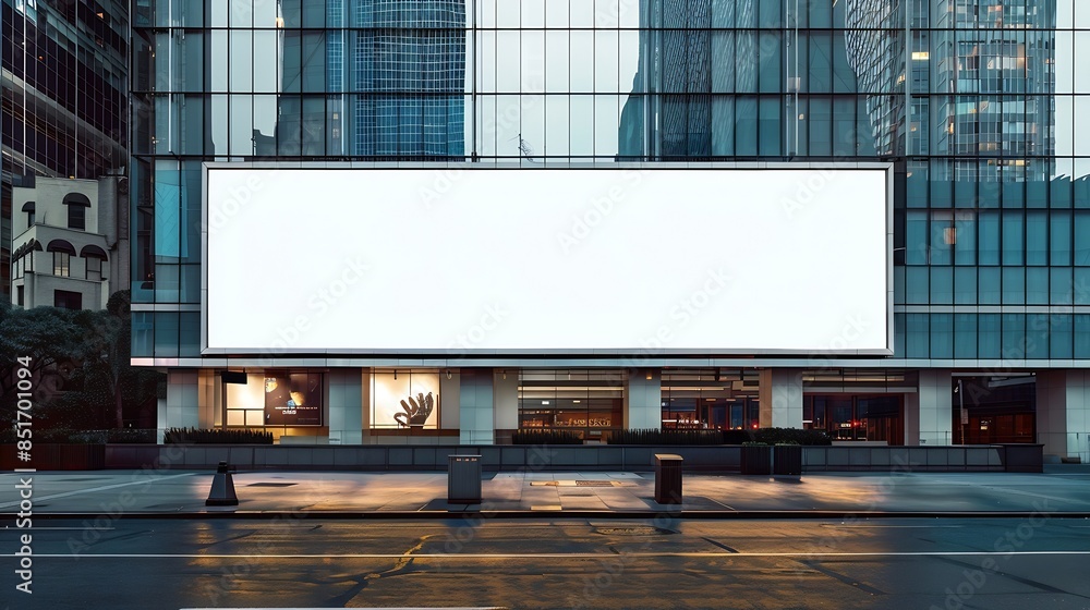 Large horizontal blank advertising poster billboard banner mockup in ...