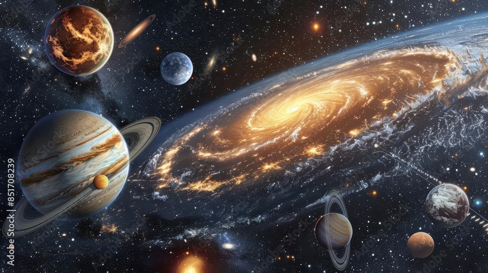An illustration showcasing the planets of the solar system in vivid ...
