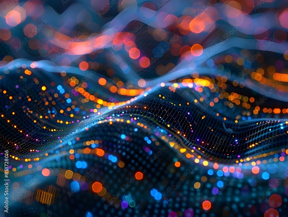 It is an image depicting a deep learning model that processes large amounts of data. Numerous ...