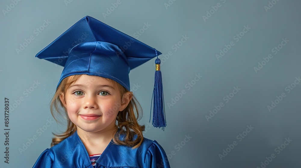 Kindergarten graduation pose, plain background, panoramic shot, morning ...
