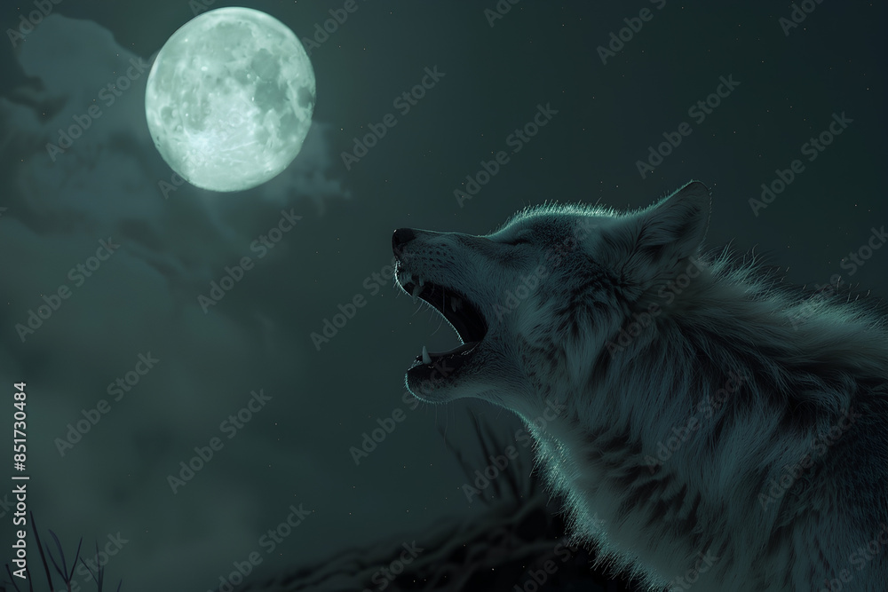 howling wolf in front of full moon, wolf at night, a wolf during a full ...