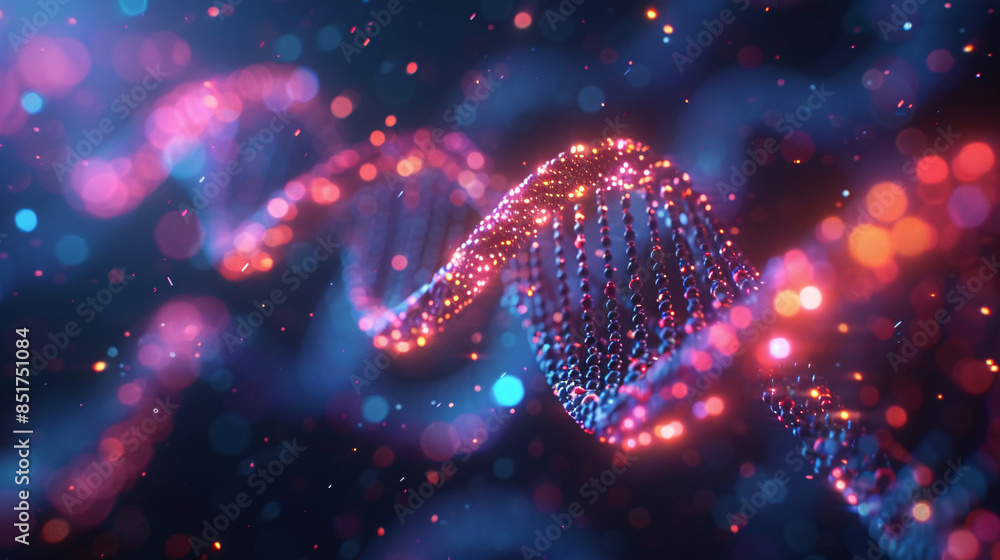 Visualization of the human genome, depicting genetic sequences and ...