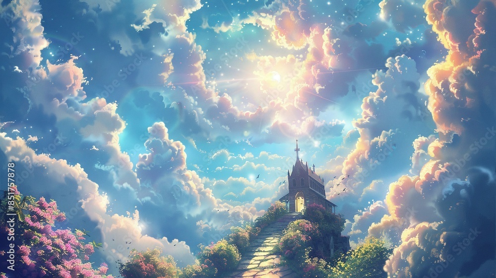 heaven god holy church bethlehem illustration landscape art pathway ...