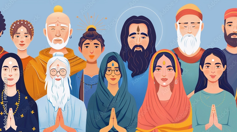 Illustration of a group of people from different religions all together ...