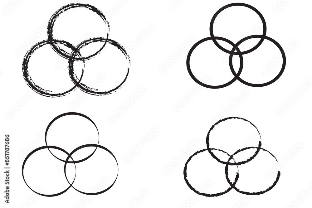 overlapping circles. Venn diagram infographics for three circle design ...