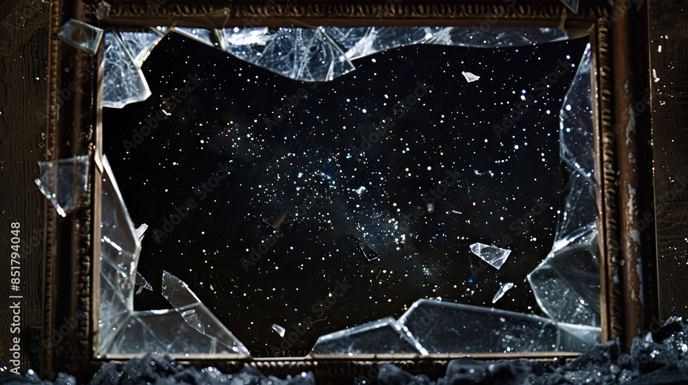 Photograph of a shattered picture frame with a transparent background ...