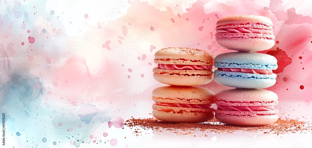 Macaron piping background, copy space for text flat design side view ...