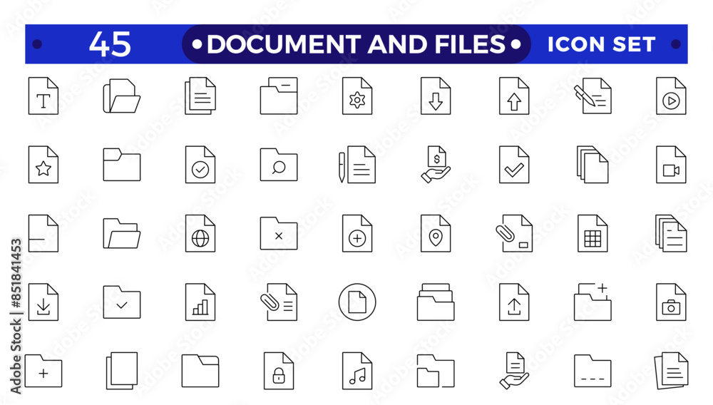 Document outline icon set. Documents symbol collection. Different ...