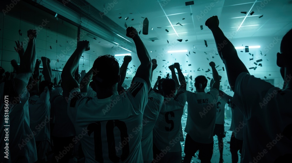 The Emotional Moment Of A Team Celebrating In The Locker Room After A