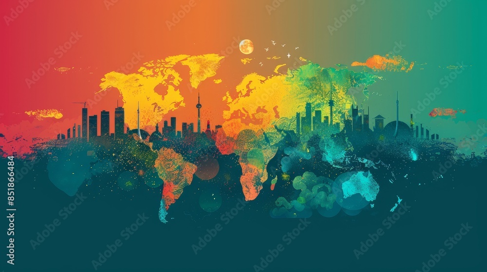 Infographic flat design top view global warming statistics theme ...