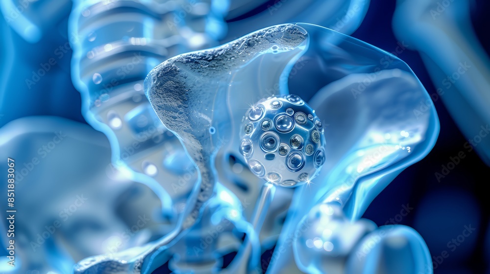 3D rendering of artificial hip joint replacement with a robotic design ...
