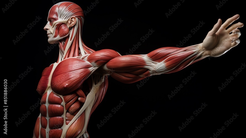 Muscular system of a human body with focus on the upper limb muscles ...