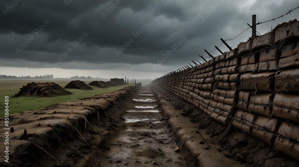 War - A network of abandoned trenches, lined with rusting barbed wire ...
