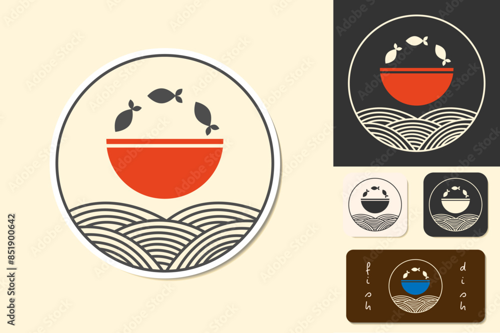 LOGO icon fish restaurant isolated vector illustration, minimal design ...