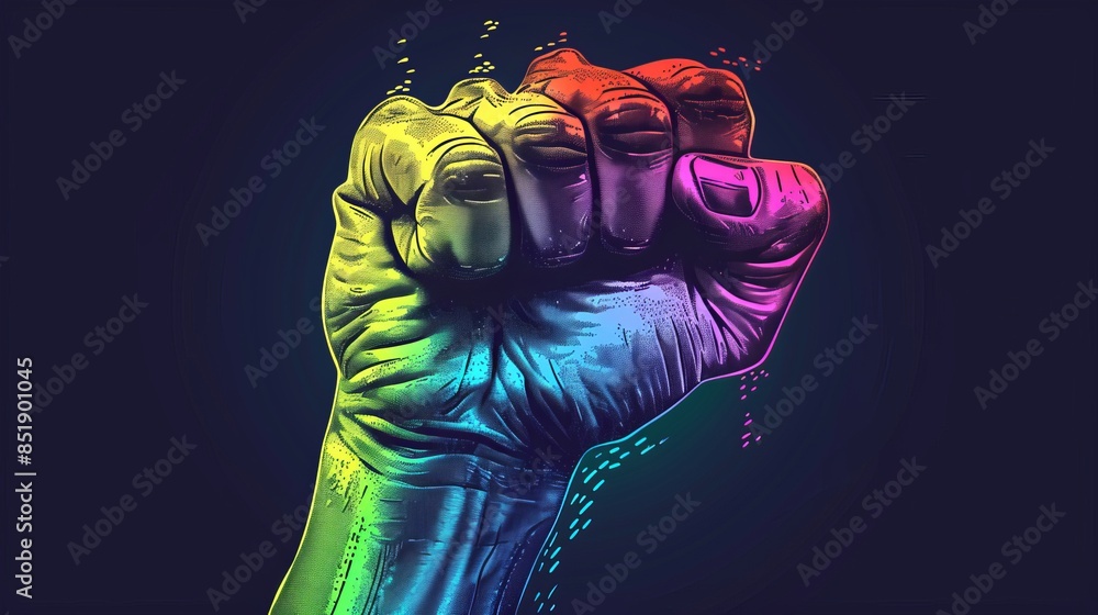 Raised rainbow human fist for PRIDE month,Pride day for sexuality ...