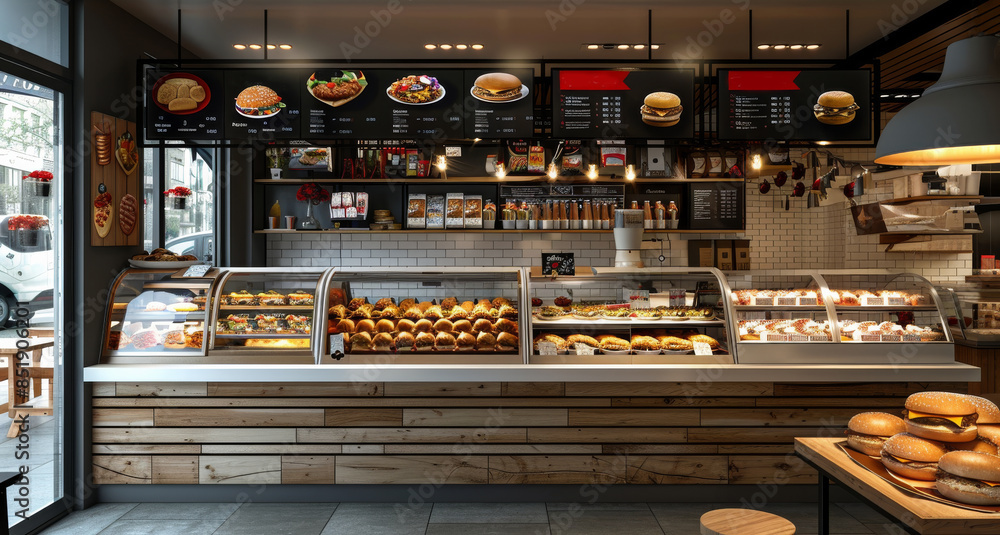 Fried chicken workbench, display cabinet, display rack, hamburger model ...