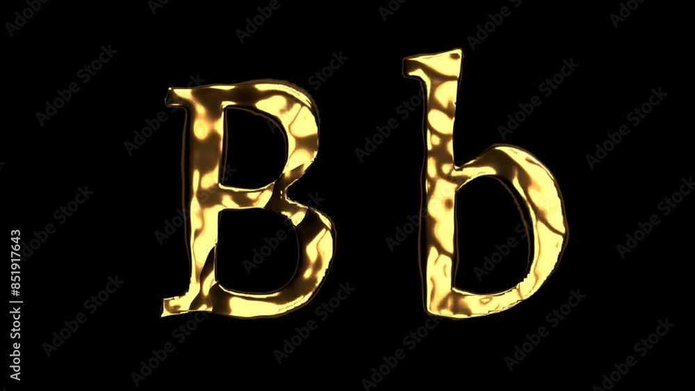 Upper and lower case b alphabet with golden fluid texture, latin script ...