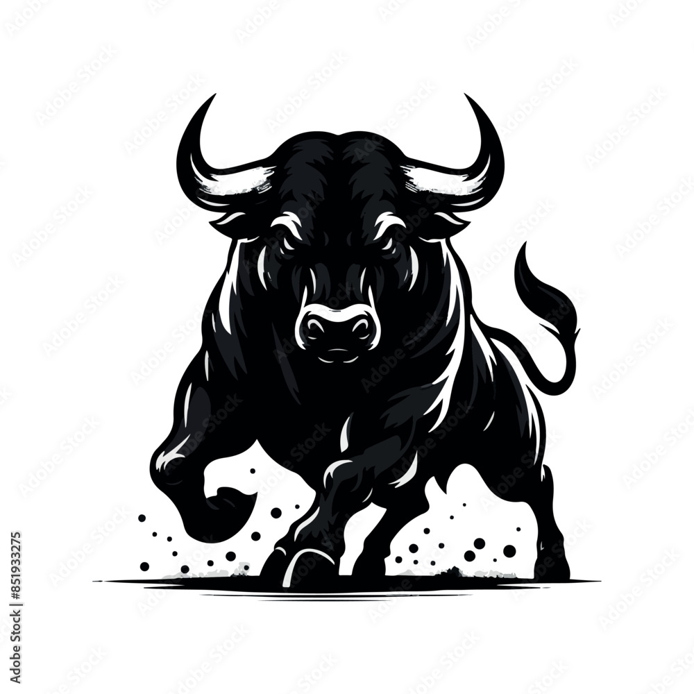Bull images set. Bull logo designs set, Stylized silhouettes of ...