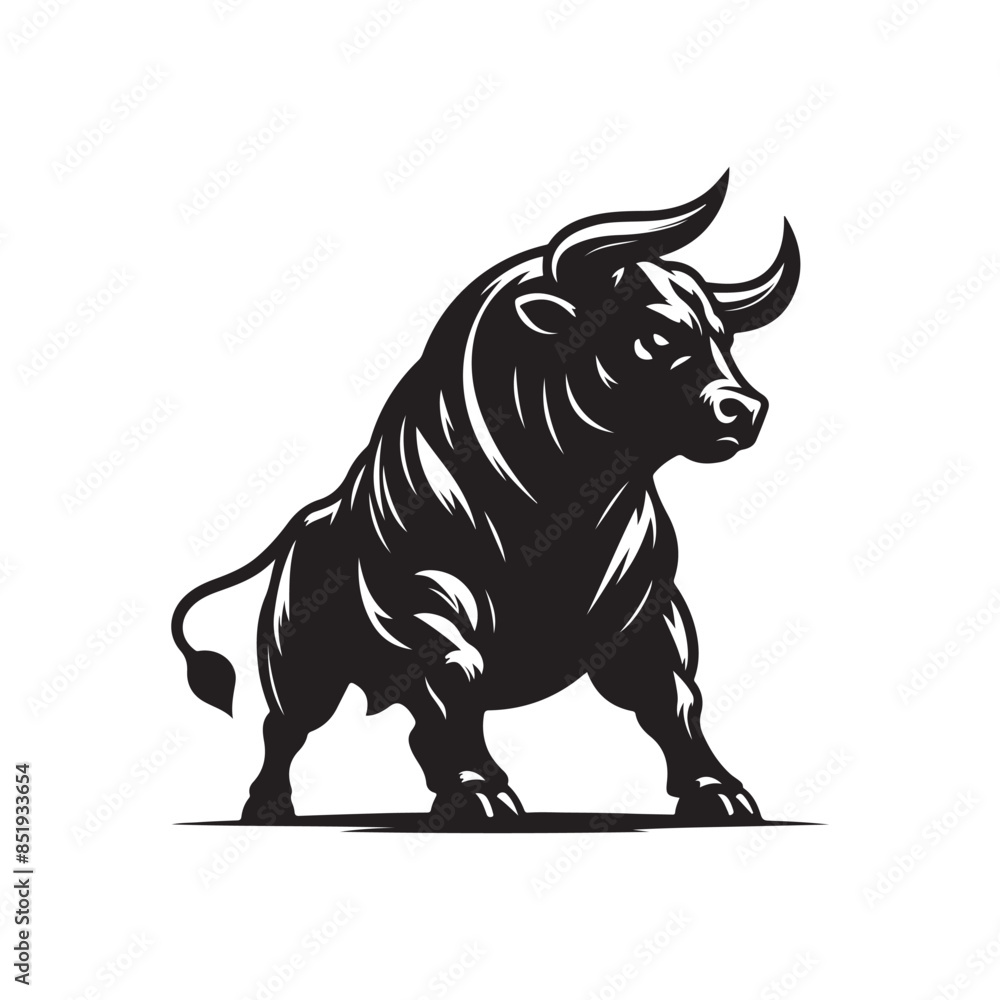 Bull images set. Bull logo designs set, Stylized silhouettes of ...