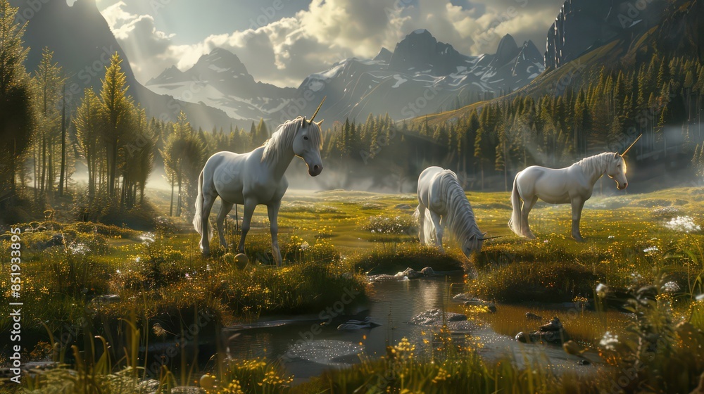 The Importance of Conserving Grasslands: Unicorns in a Magical Meadow. Concept Biodiversity ...