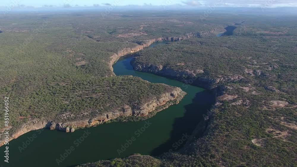 Aerial view of Xingó Cânions, formed by the flooding of the Talhado ...