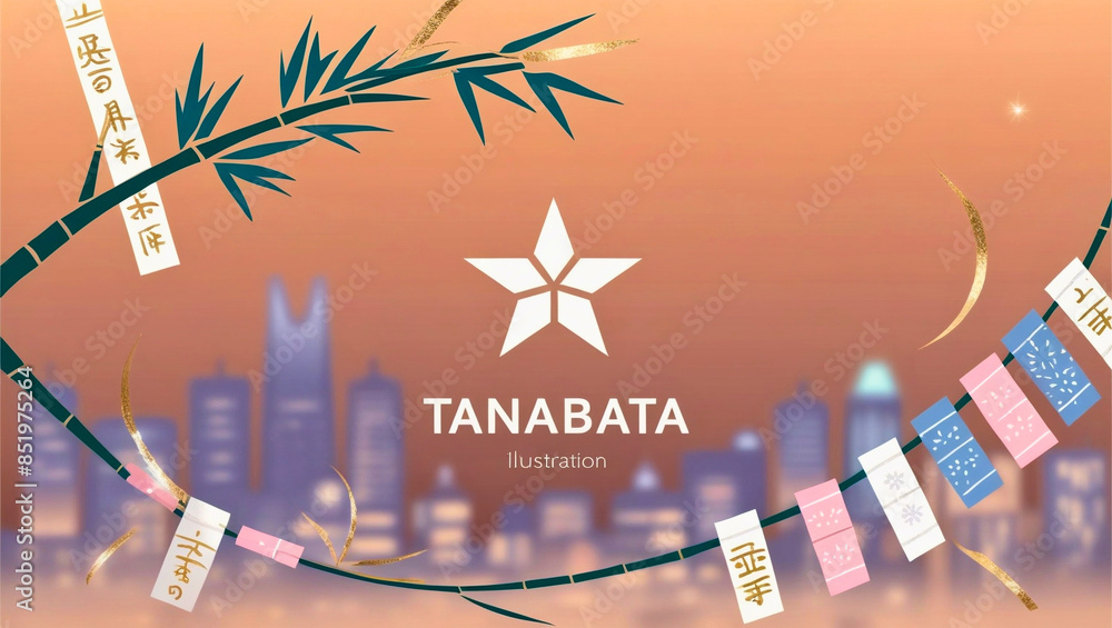 Modern Simplicity: A Tanabata Logo with Stars, Bamboo, and Tanzaku ...