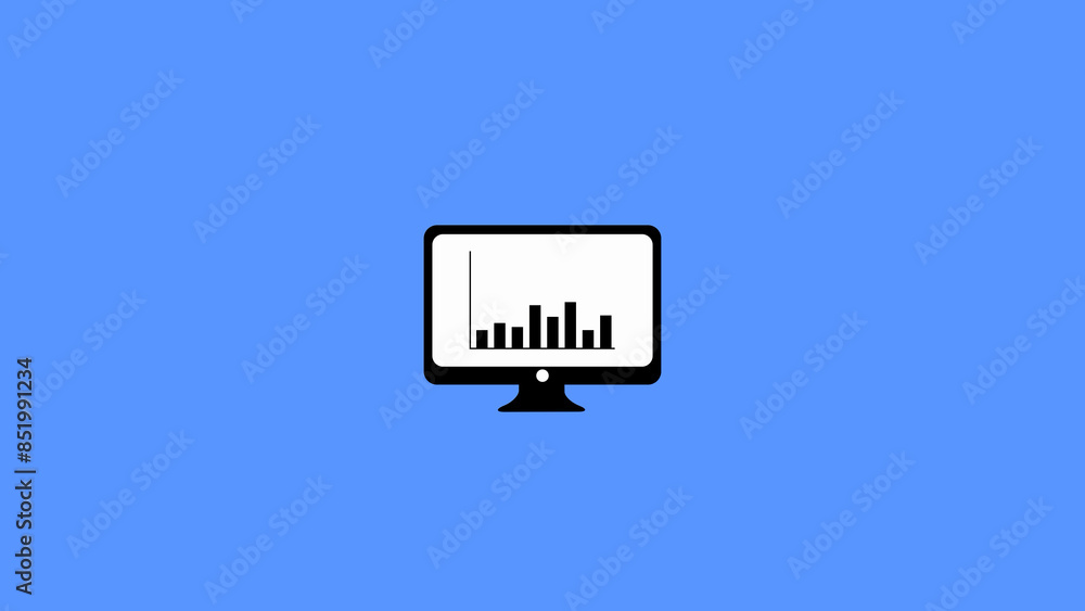 Business graph chart with computer monitor, computer Graph logo Icon ...