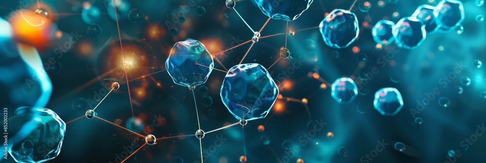 Nanotechnology, an abstract background with interconnected nanoparticle ...