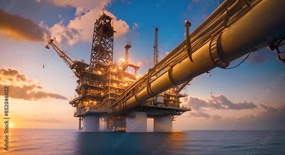 Extracting Gas and Crude Oil from an Offshore Oil Rig Concept Oil ...