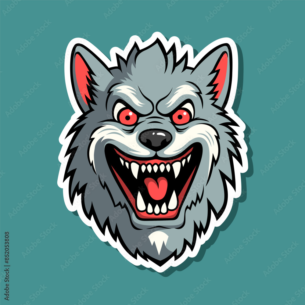 Werewolf face vector illustration. T-shirt Print. Sinister wolf face ...