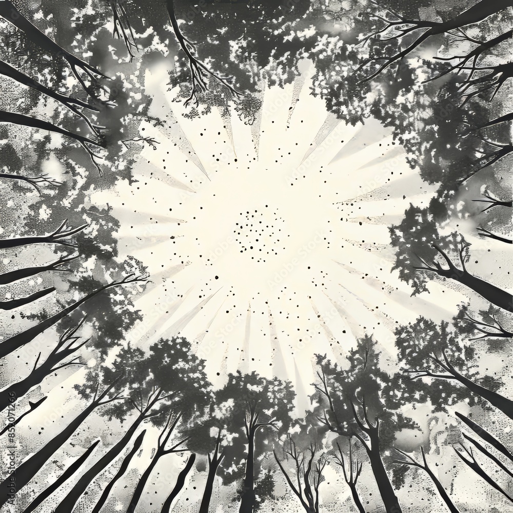 A black and white abstract painting illustration design depicting the ...