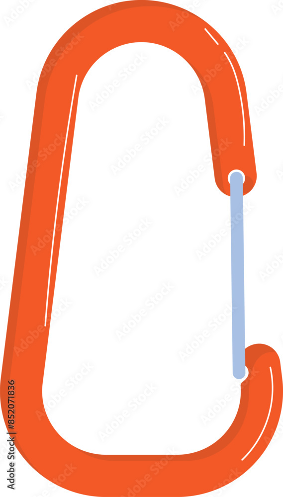Cartoon carabiner clip illustration, orange blue, climbing equipment ...