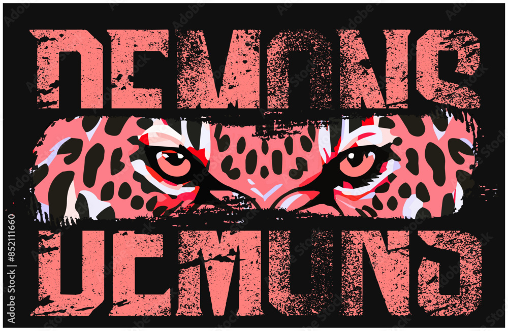 DEMON red eye tiger illustration t-shirt motivational poster ,gym Stock ...