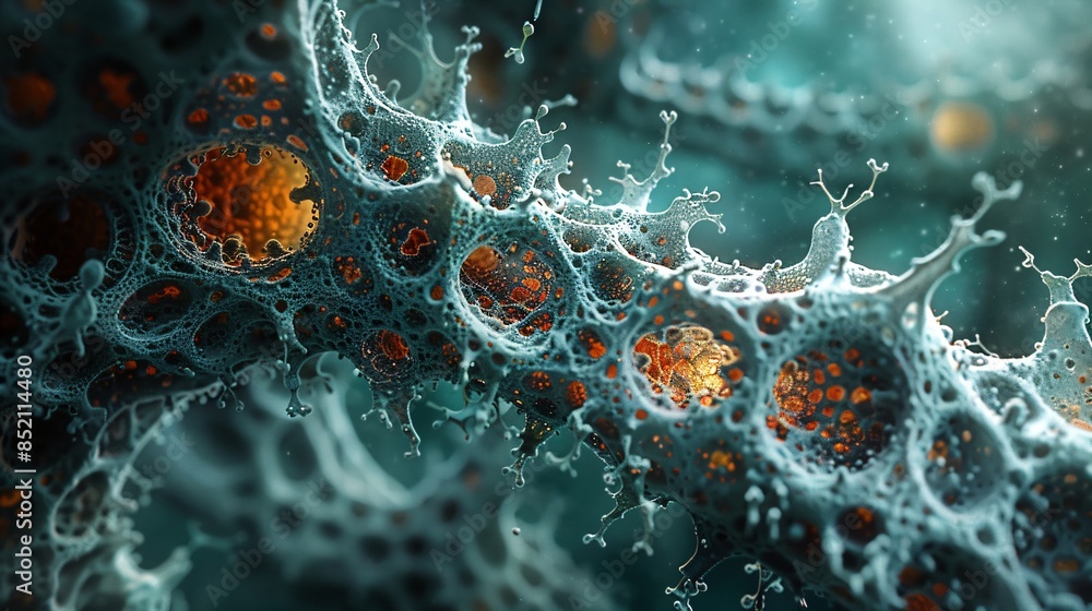 microscopic view of human cells, cell regeneration and structure Stock ...